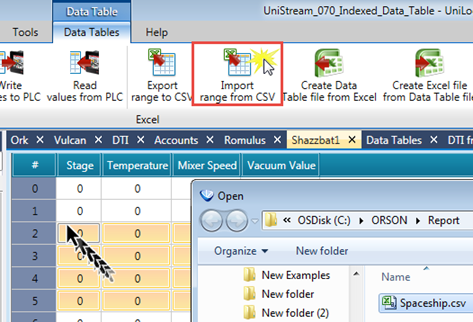 Importing and Exporting Values into Data Tables